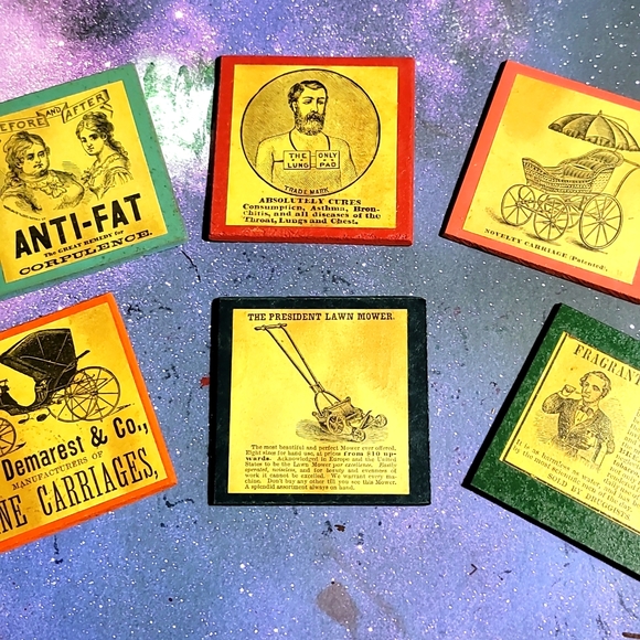 unbranded | Dining | Vintage Advertising Wooden Coasters Set Of Six 6 Guc Collectible | Poshmark